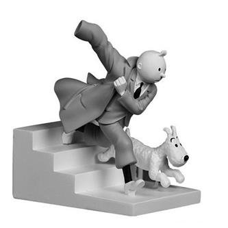 Tintin statue s/h - Tintin & Terry på trappe - Udgået Merchandise ...